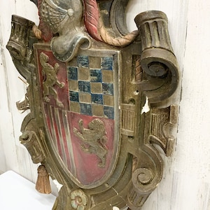 Large 35 High Vintage Plaster Family Crest, Lion Medieval Knight Wall ...