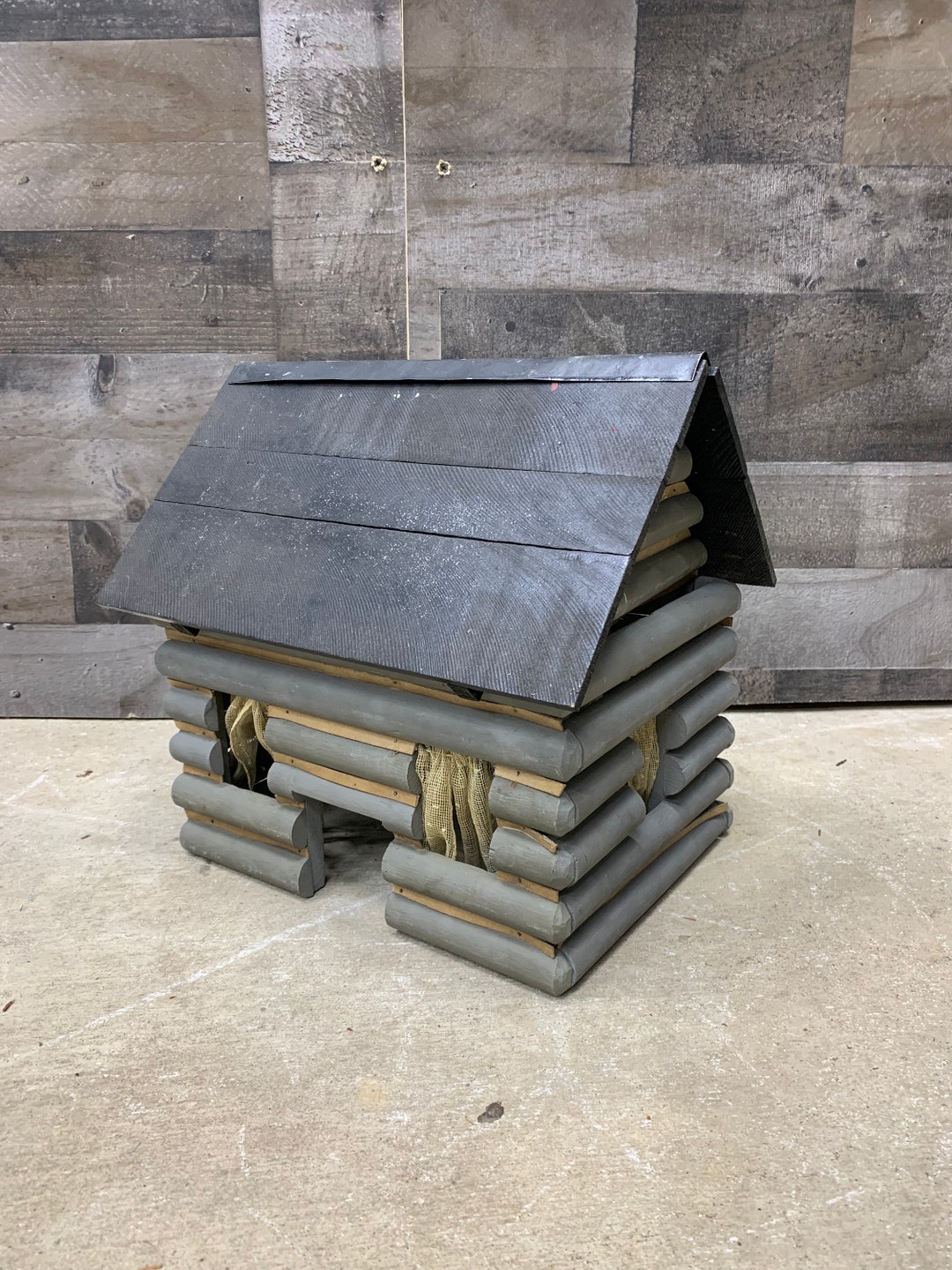 Vintage Rustic Handmade Wood Log Cabin, Primitive Farmhouse Display - Etsy