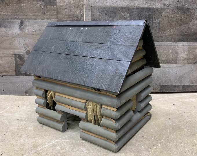 Vintage Rustic Handmade Wood Log Cabin, Primitive Farmhouse Display - Etsy