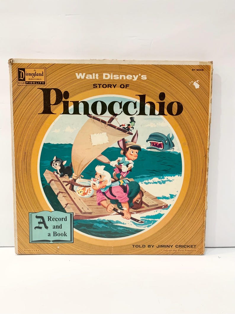 Walt Disney's Storybook Pinocchio Vinyl Record, 1957 Disneyland ST-3905 ...