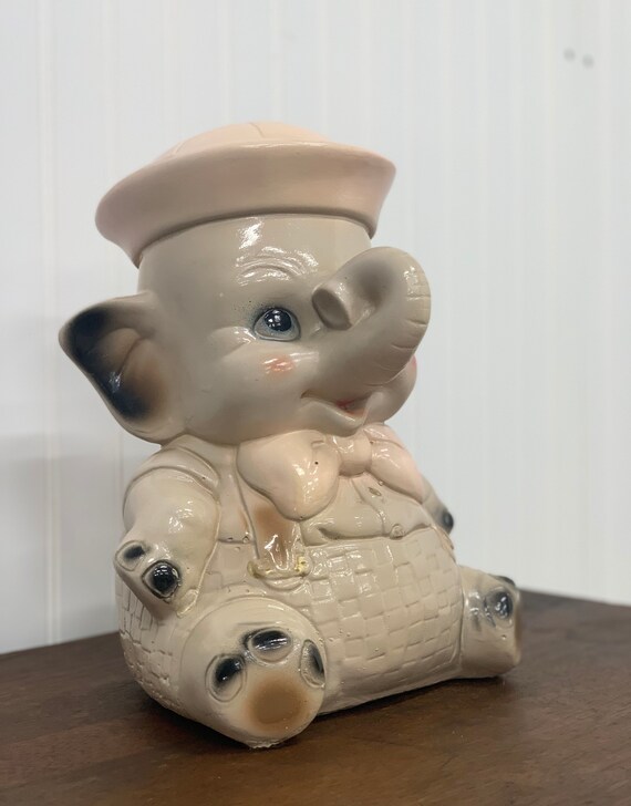 Mid Century Chalkware Elephant Bank Vintage Baby's Room - Etsy