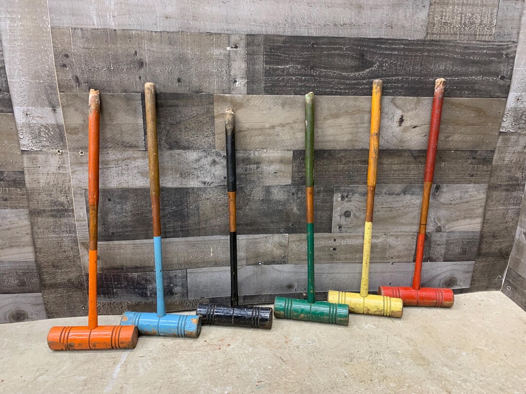 6 Piece Set of Vintage Wood Croquet Mallets, Retro Game Room Display - Etsy
