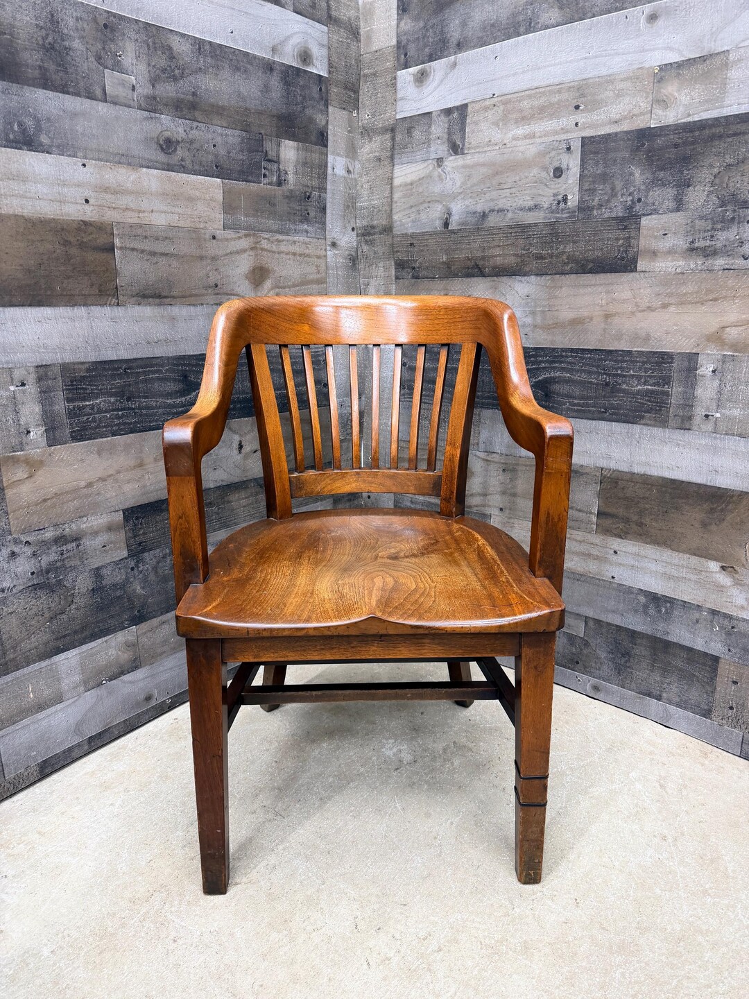 Antique Bankers Chair, Solid Wood Juror Lawyer Library Armchair D - Etsy
