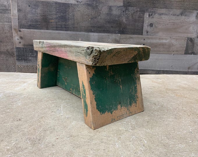 Chunky Handmade Stool, Vintage Wood Stepstool, Primitive Small Bench ...
