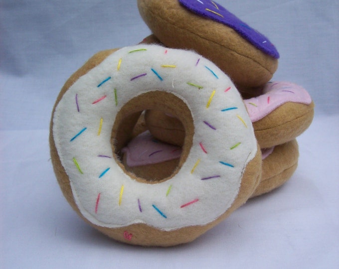 Hand Embroidered Donut Rattle White Glaze With Sprinkles - Etsy