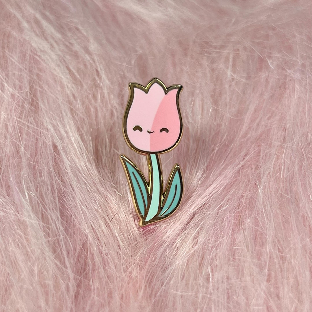 Tulip Hard Enamel Lapel Pin, Happy Cheerful Cute Flower Pastel ...