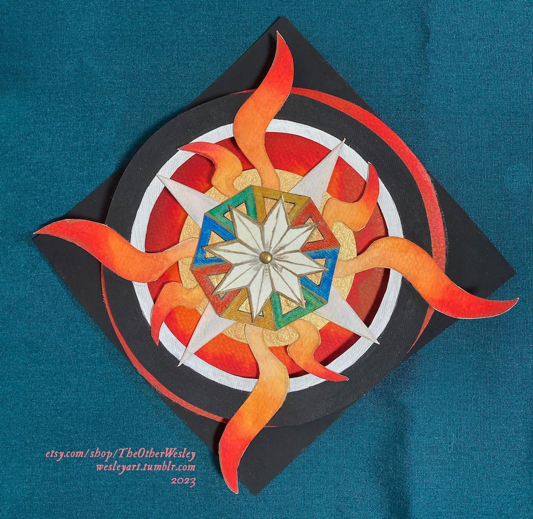 Tolkien-inspired Paper Art Spinner - Heraldic Device of Fëanor - Etsy