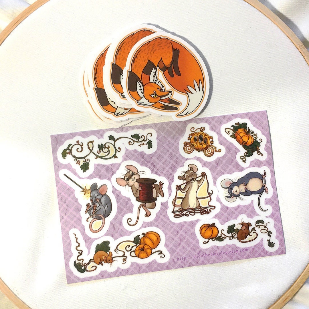 Fantastic Red Fox Sticker + Enchanted Mice Sticker Sheet - Etsy