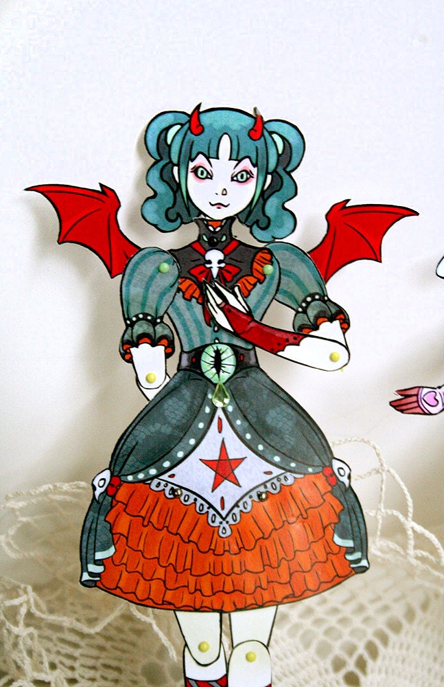 Devious Devil Sister - Posable Paper Doll - DIY Paper Crafting Kit - Etsy
