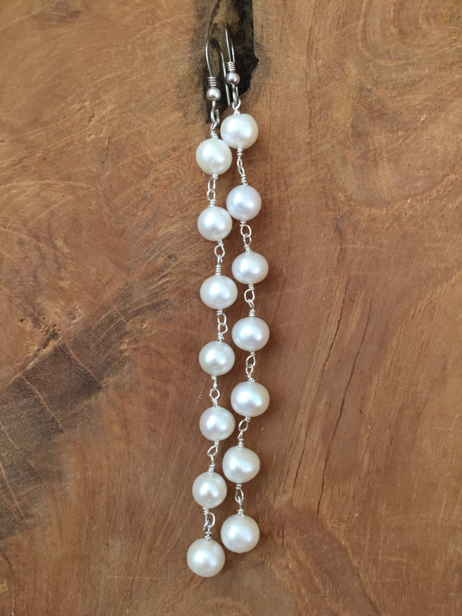 Long Pearl Drop Earrings - Etsy