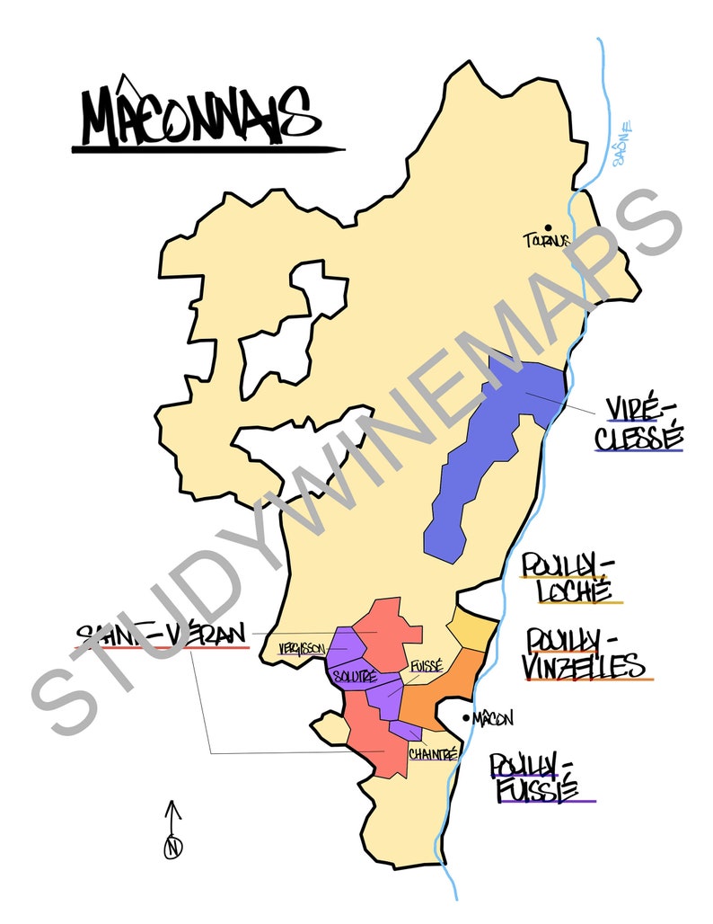 Maconnais Wine Map - Etsy