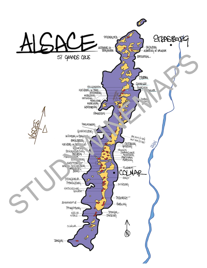 Alsace Wine Map - Etsy