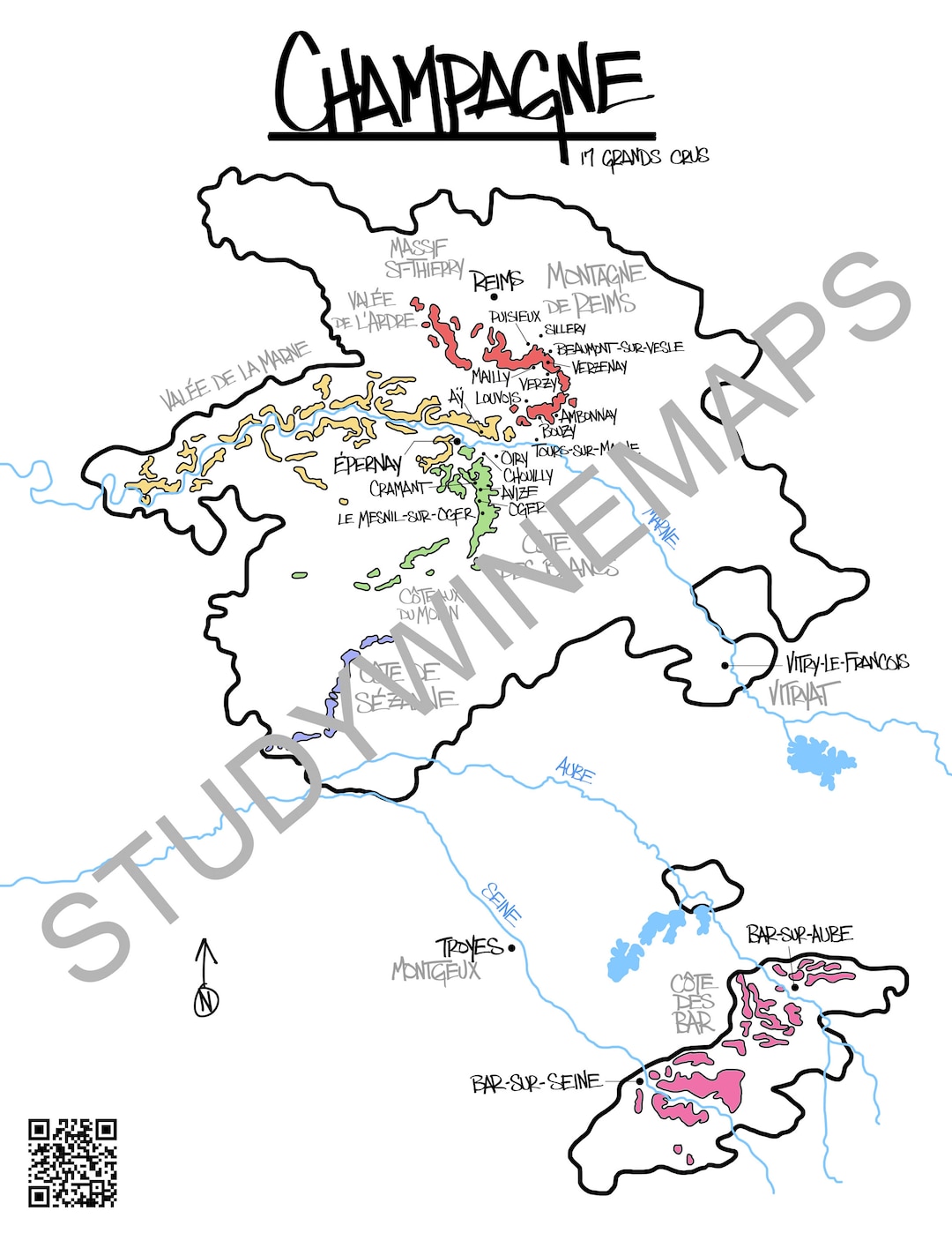 Champagne Wine Map - Etsy