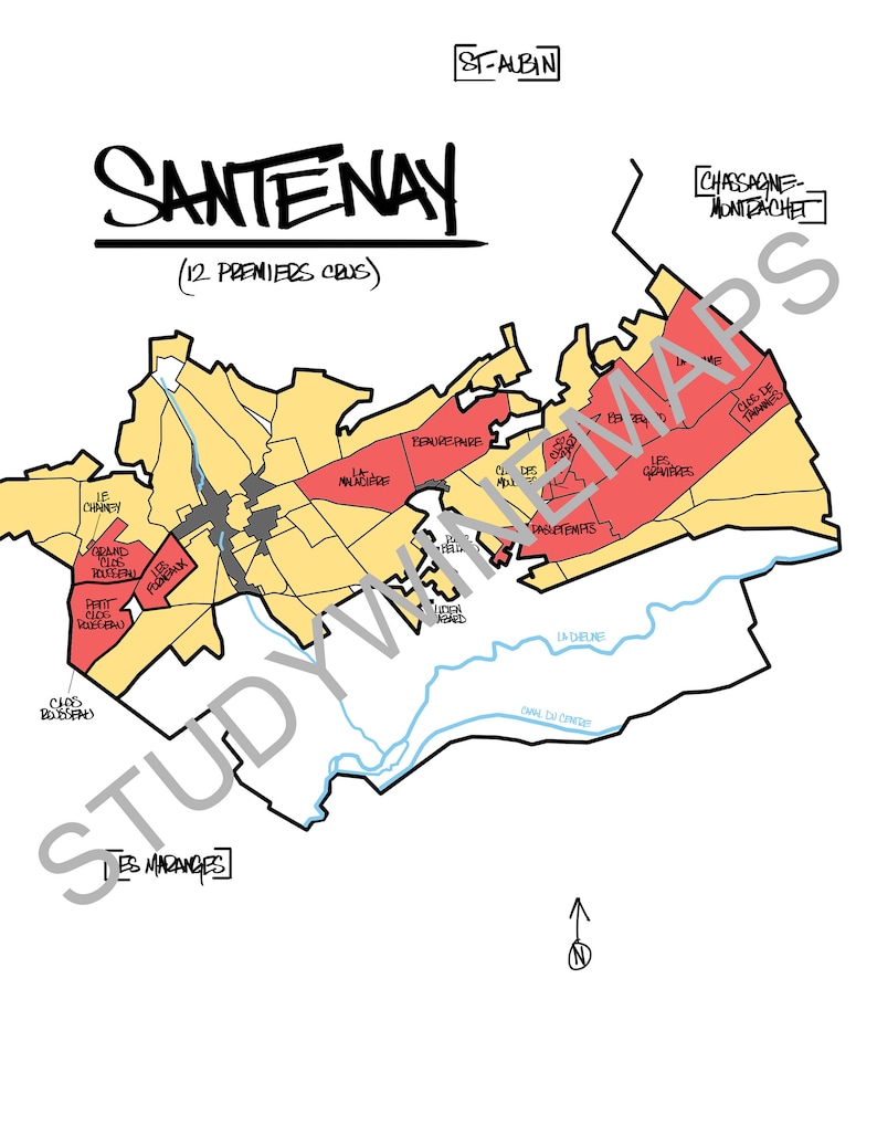 Santenay Wine Map - Etsy