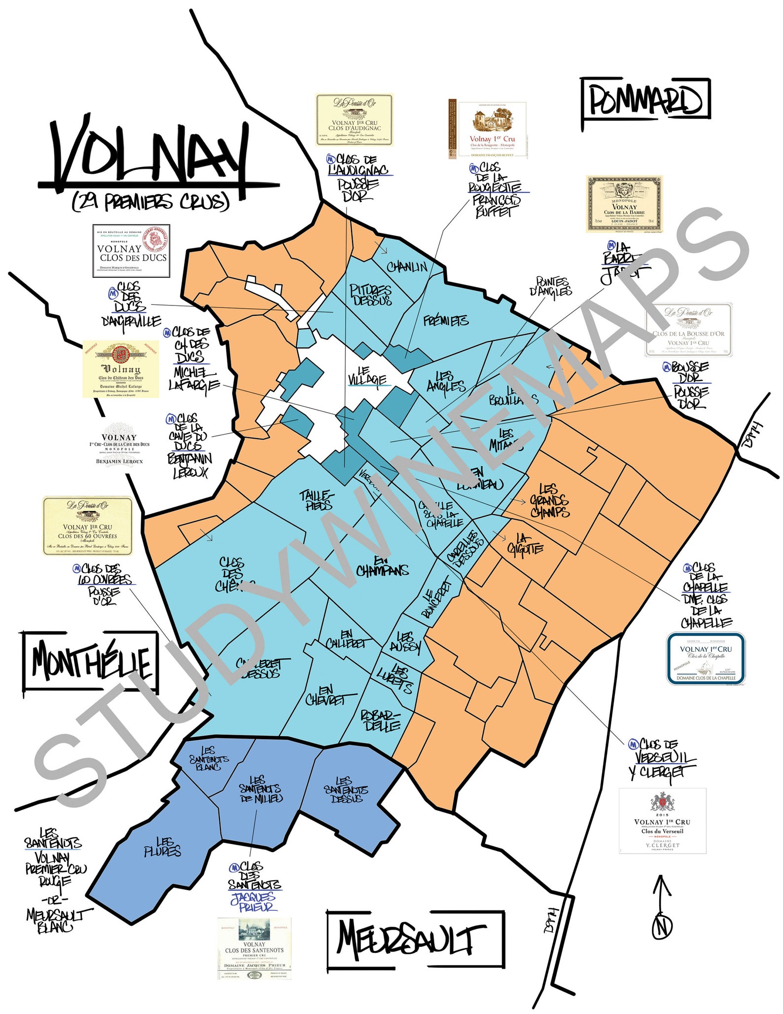 Volnay Wine Map - Etsy