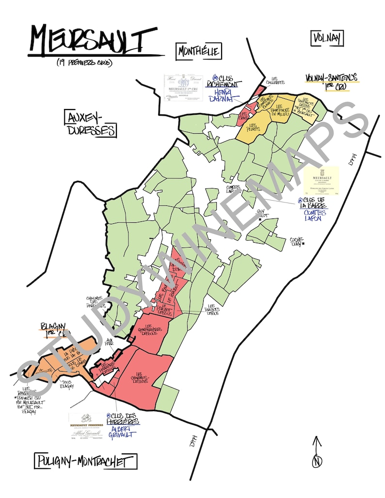 Meursault Wine Map - Etsy