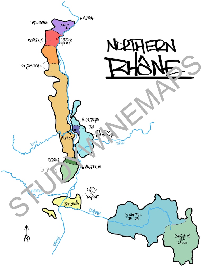 Northern Rhone Wine Map - Etsy