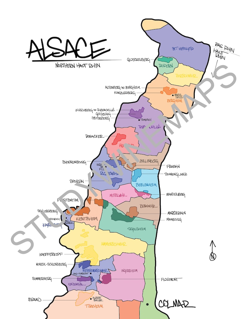 Alsace Northern Haut Rhin Wine Map - Etsy