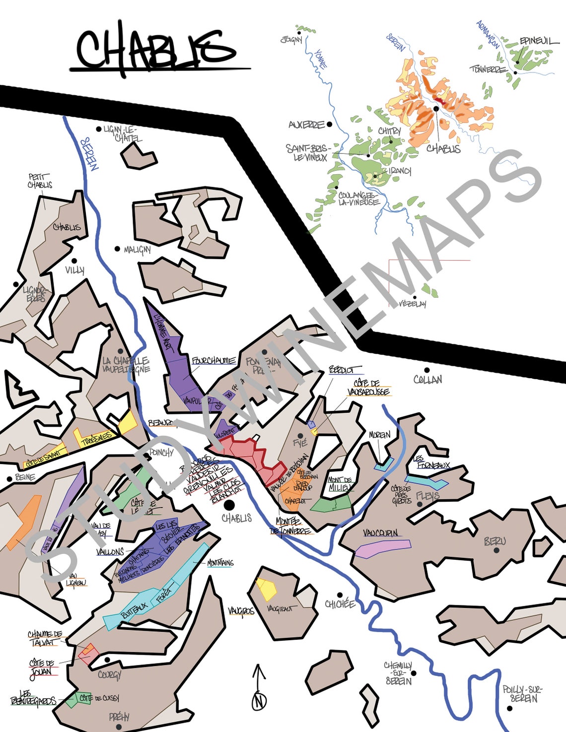 Chablis Wine Map - Etsy