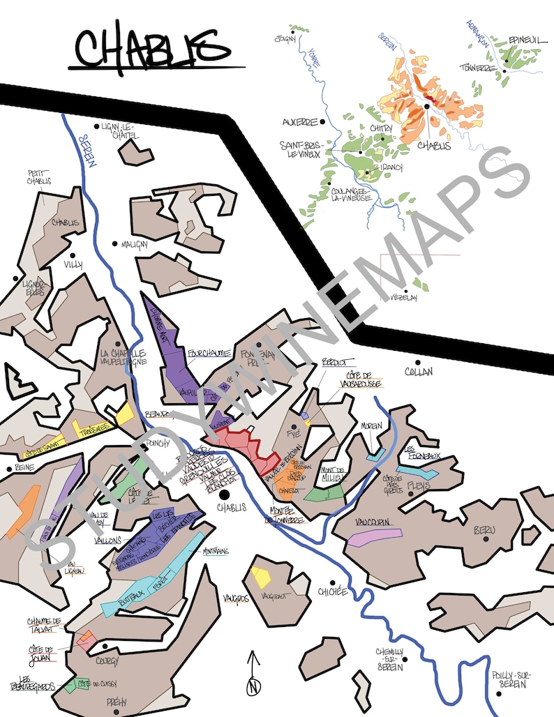 Chablis Wine Map - Etsy