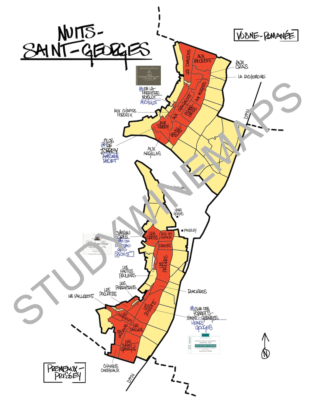 Nuits-saint-georges Wine Map - Etsy