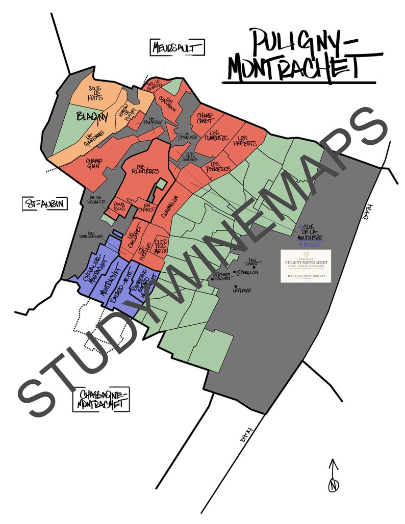Puligny-montrachet Wine Map - Etsy