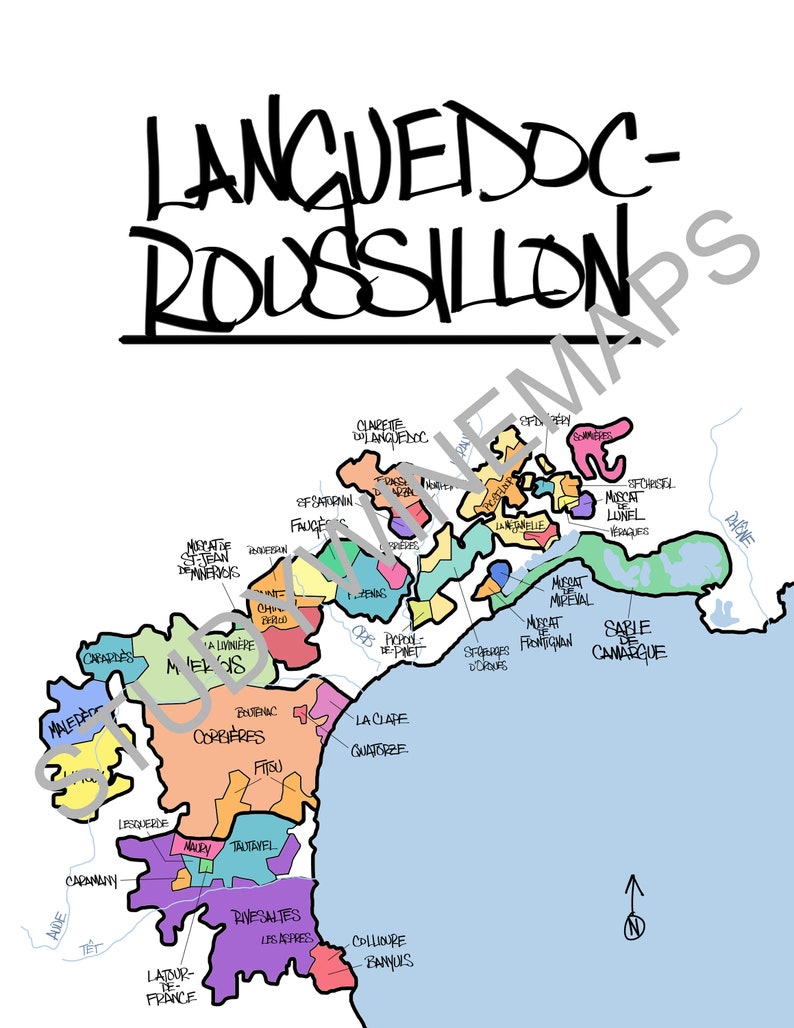 Languedoc-roussillon Wine Map - Etsy