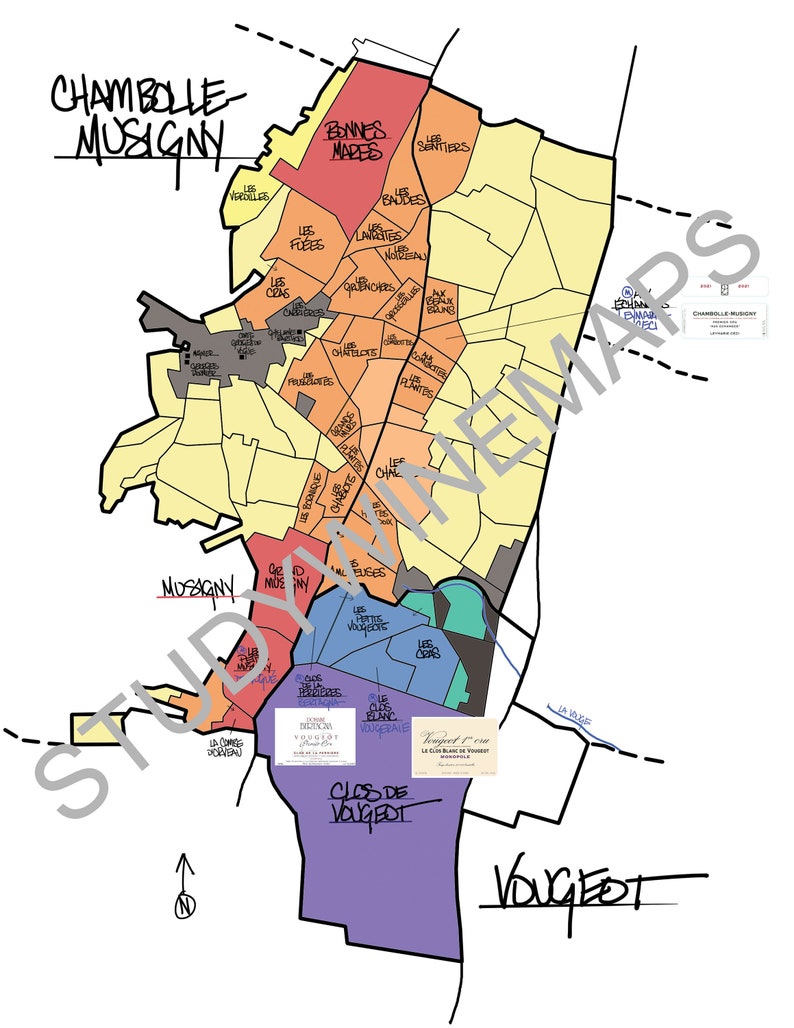 Chambolle-musigny & Vougeot Wine Map - Etsy