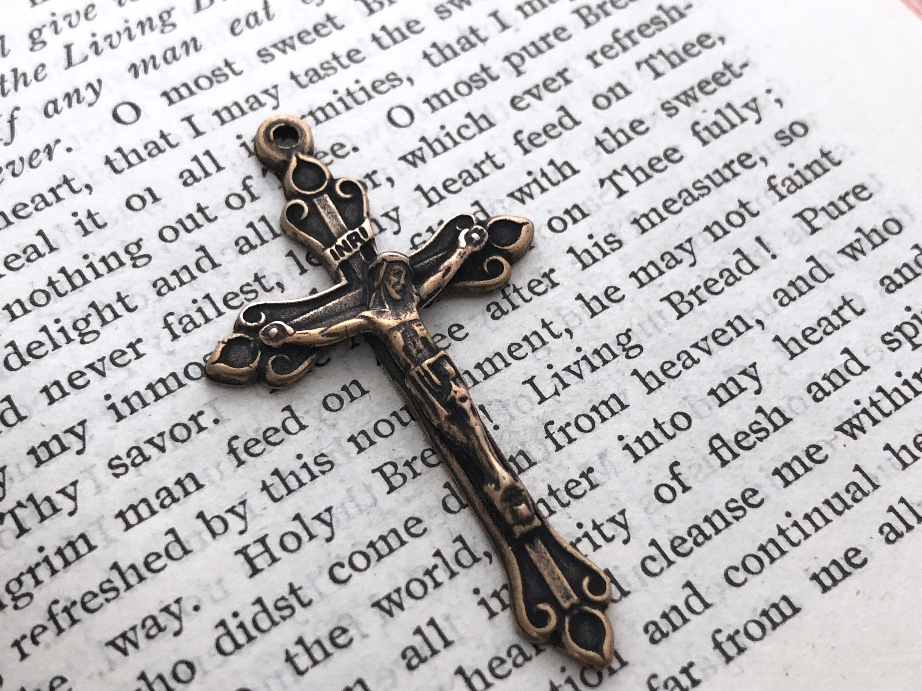 Teardrop Crucifix - 1 3/4"- Bronze or Sterling Silver - Bronze Rosary ...