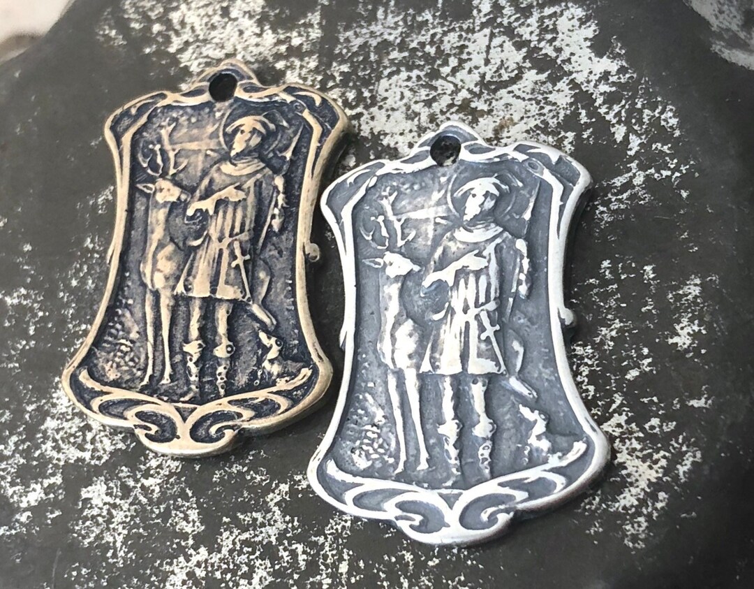 St. Hubert Religious Medal - Bronze or Sterling Silver - Reproduction ...
