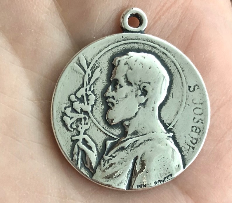 St. Joseph Medal Sterling Silver or Bronze Vintage | Etsy