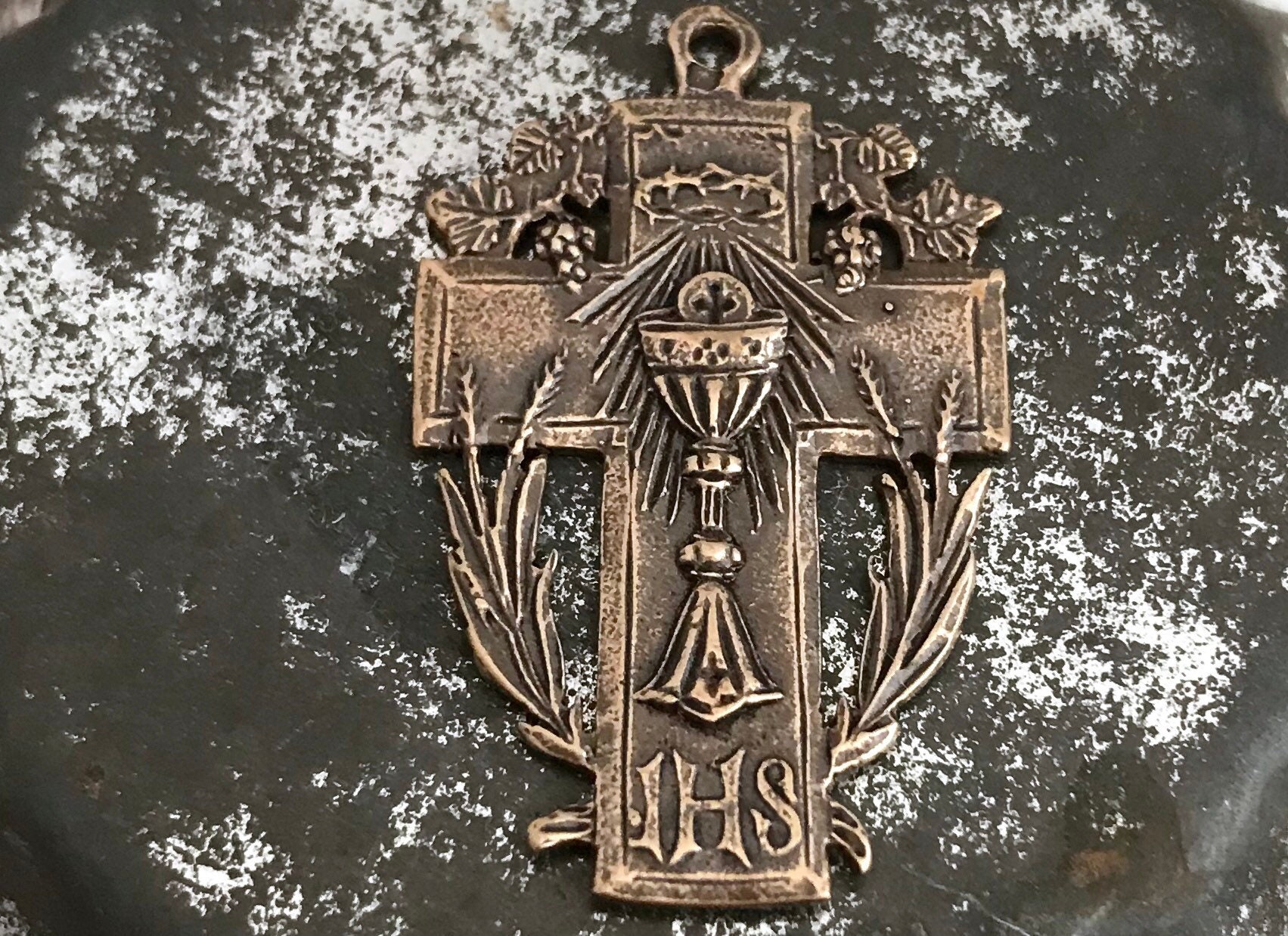 Holy Eucharist Cross - First Communion Medal - Bronze or Sterling ...