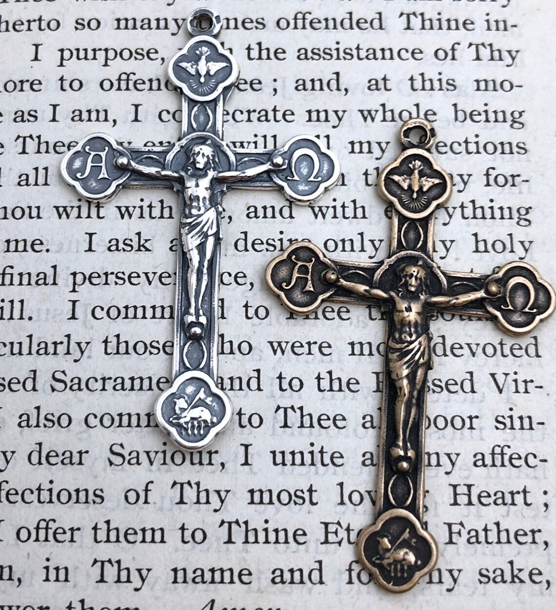First Communion Crucifix - Alpha & Omega - Agnus Dei - Bronze or ...