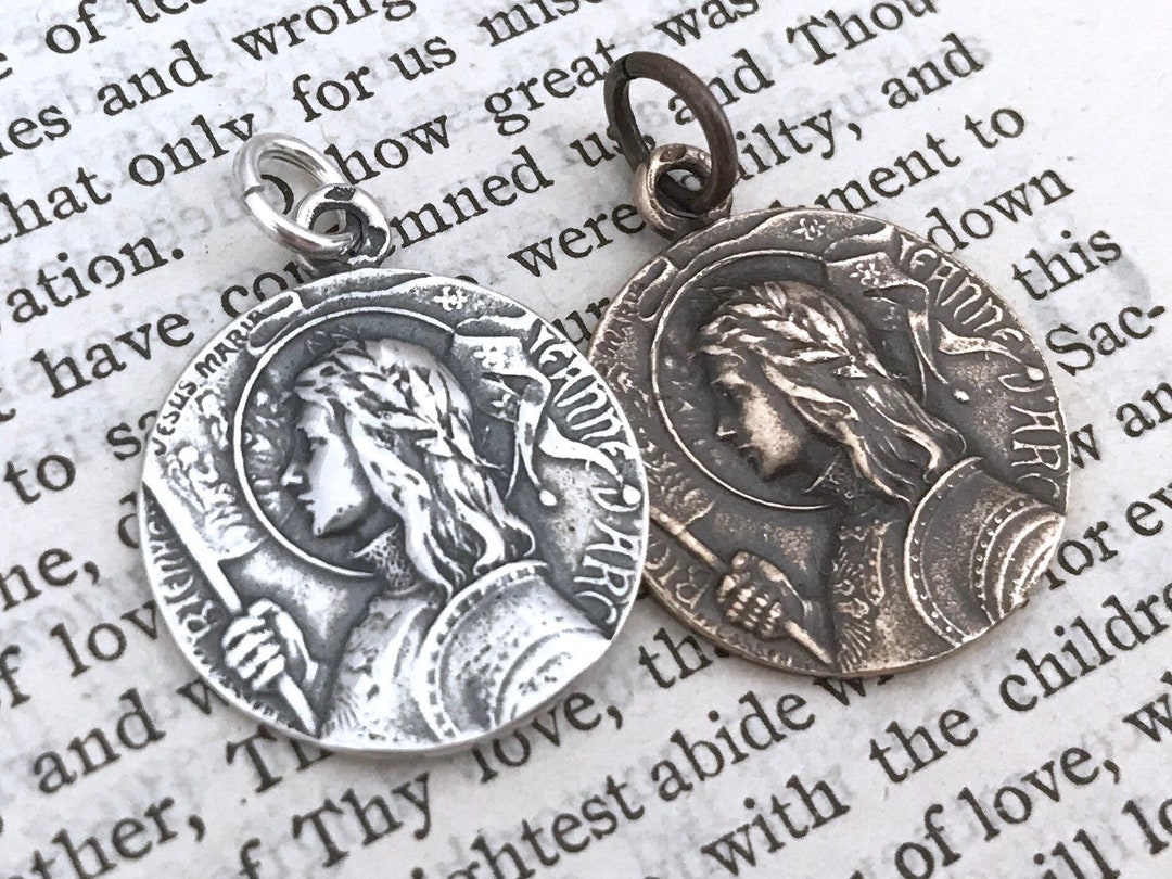 St. Joan of Arc - Religious Meda - Sterling Silver - 3/4" - Catholic ...