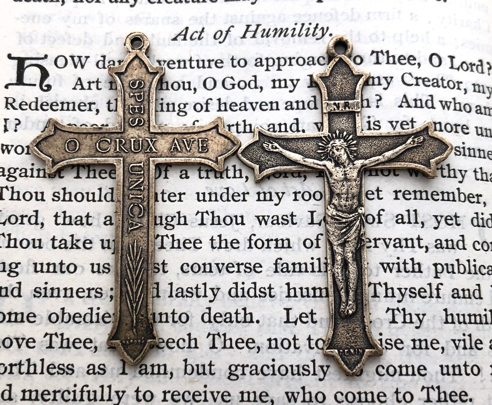 Crucifix - O Crux Ave Spes Unica - Bronze or Sterling Silver - Bronze ...