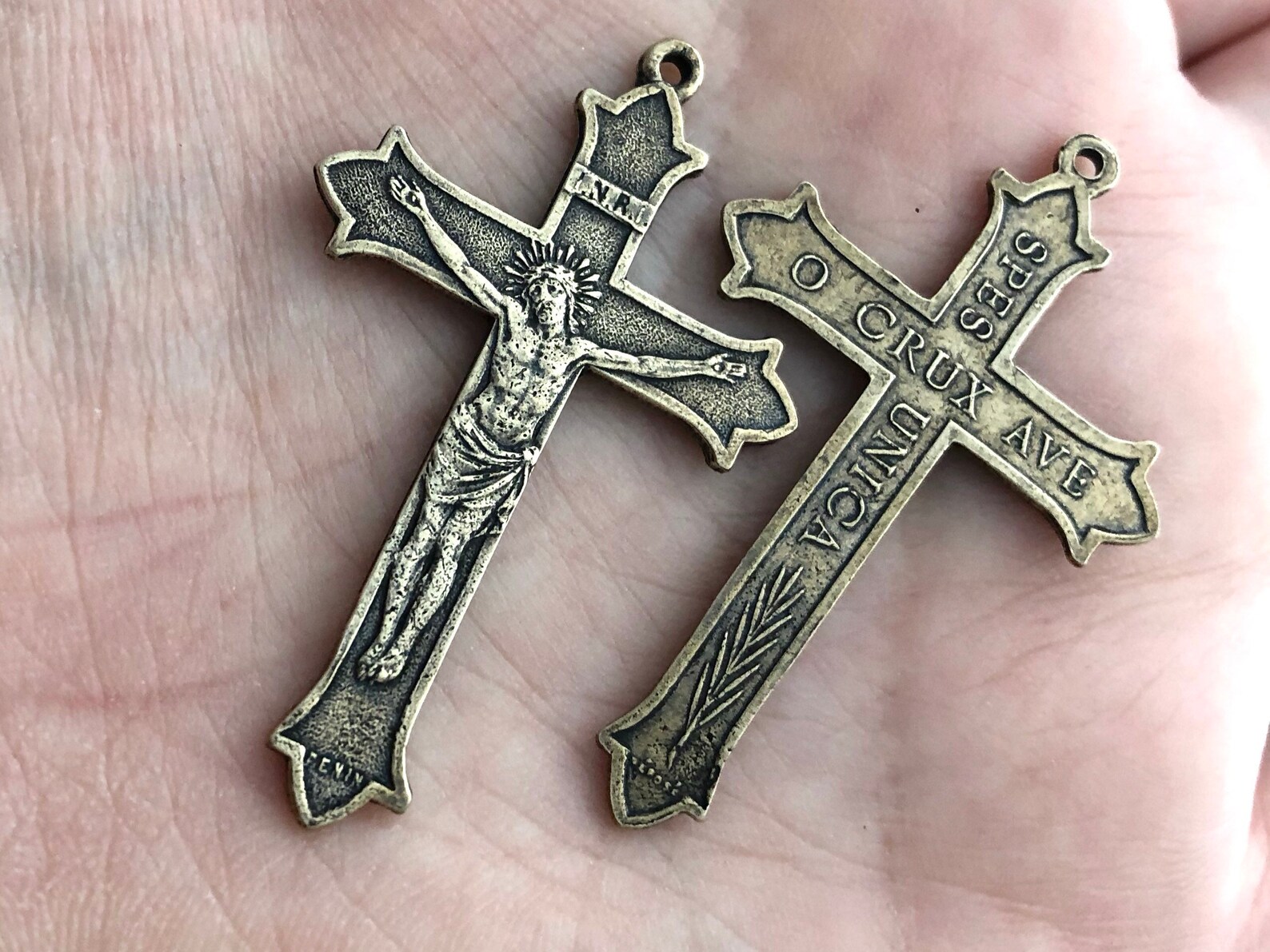 Crucifix - O Crux Ave Spes Unica - Bronze or Sterling Silver - Bronze ...
