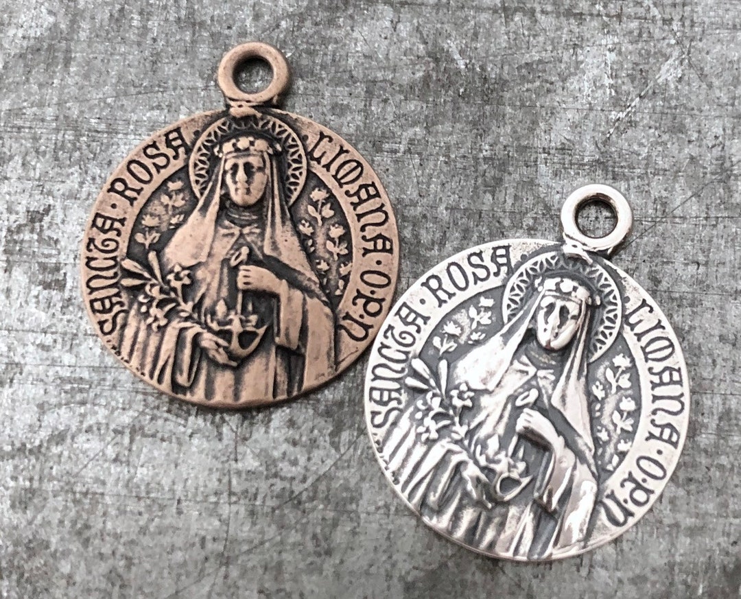 St Rose of Lima Medal - 3/4" - Bronze or Sterling Silver - Dominican ...