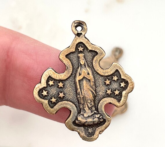 Our Lady of Lourdes Cross Bronze or Sterling Silver - Etsy