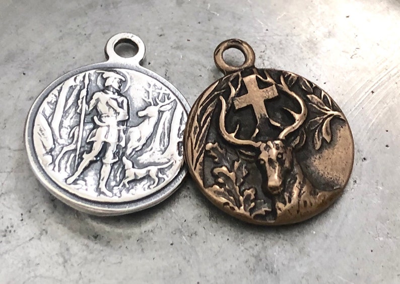 St. Hubert Religious Medal Bronze or Sterling Silver - Etsy