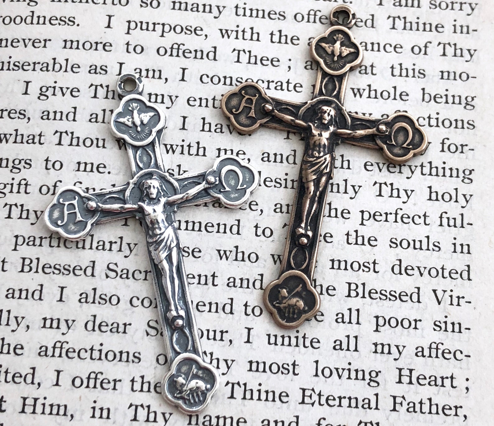 First Communion Crucifix - Alpha & Omega - Agnus Dei - Bronze or ...