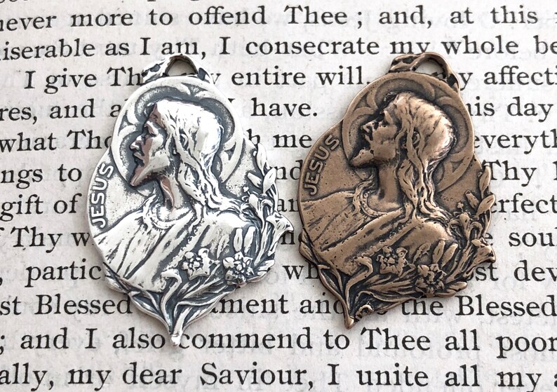 Christ Medal Medal - Bronze or Sterling Silver - Lilies - Jesus Medal ...