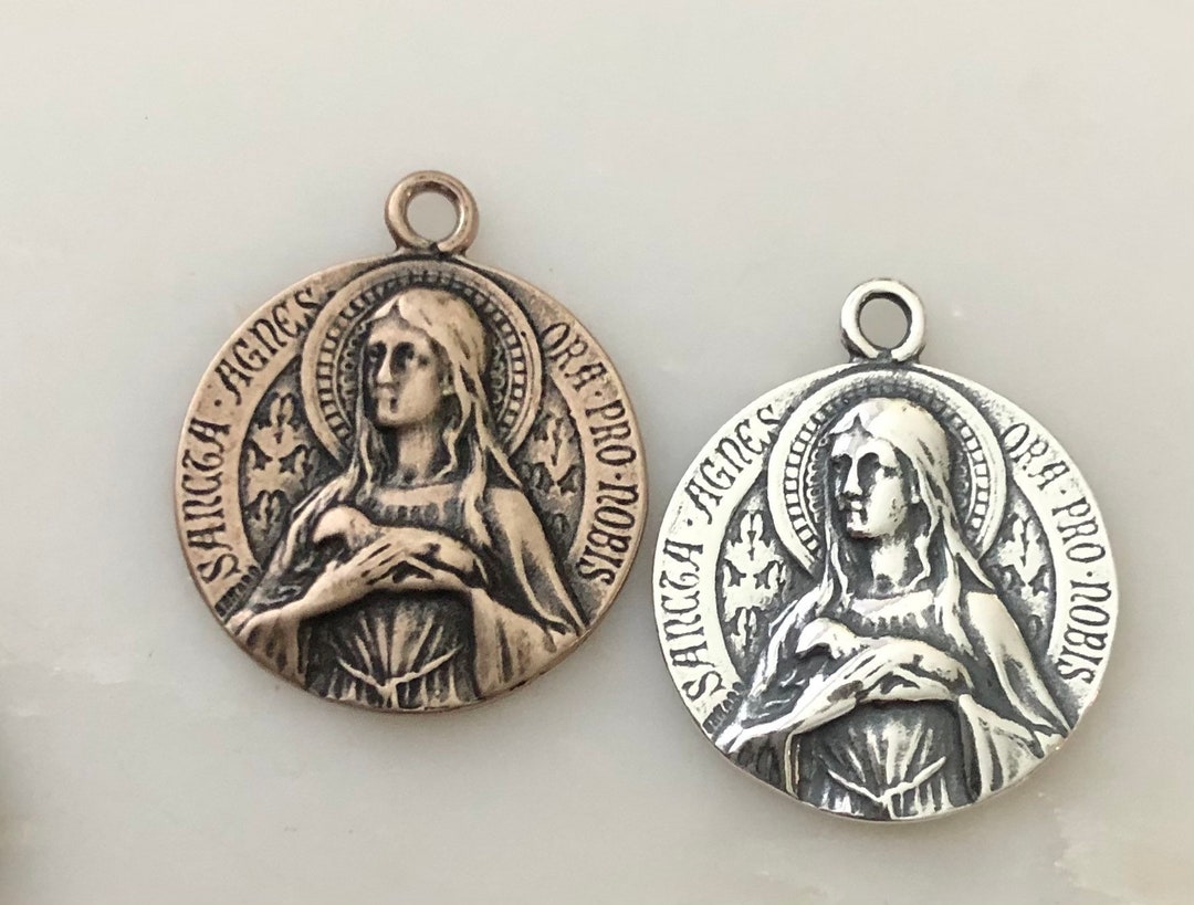 St. Agnes Medal - Bronze or Sterling Silver - Saint Agnes With Lamb ...