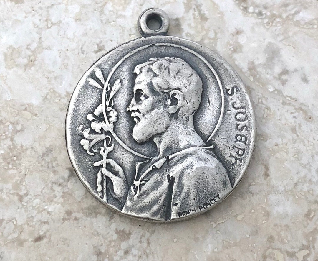 St. Joseph Medal - Sterling Silver or Bronze - Vintage Reproduction ...