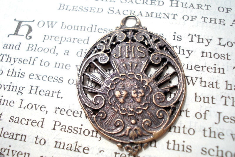 Jesus Sacred Heart Medal IHS Medal Bronze Medal - Etsy