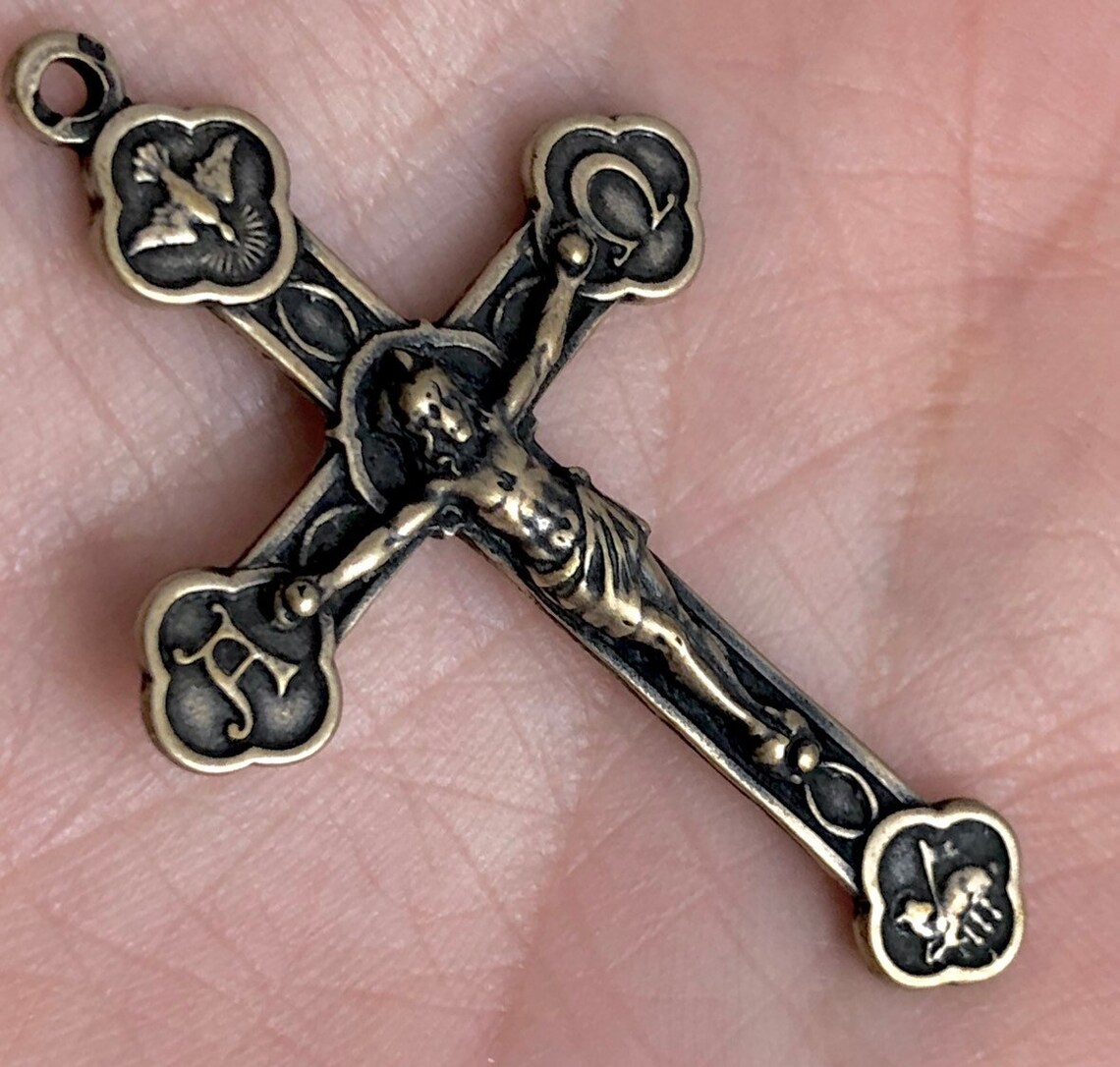 First Communion Crucifix - Alpha & Omega - Agnus Dei - Bronze or ...