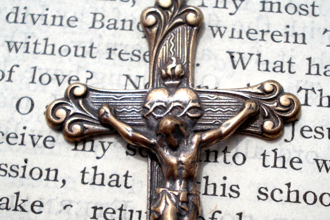 Crucifix - Sacred Heart of Jesus - 1 1/2" - Bronze or Sterling Silver ...
