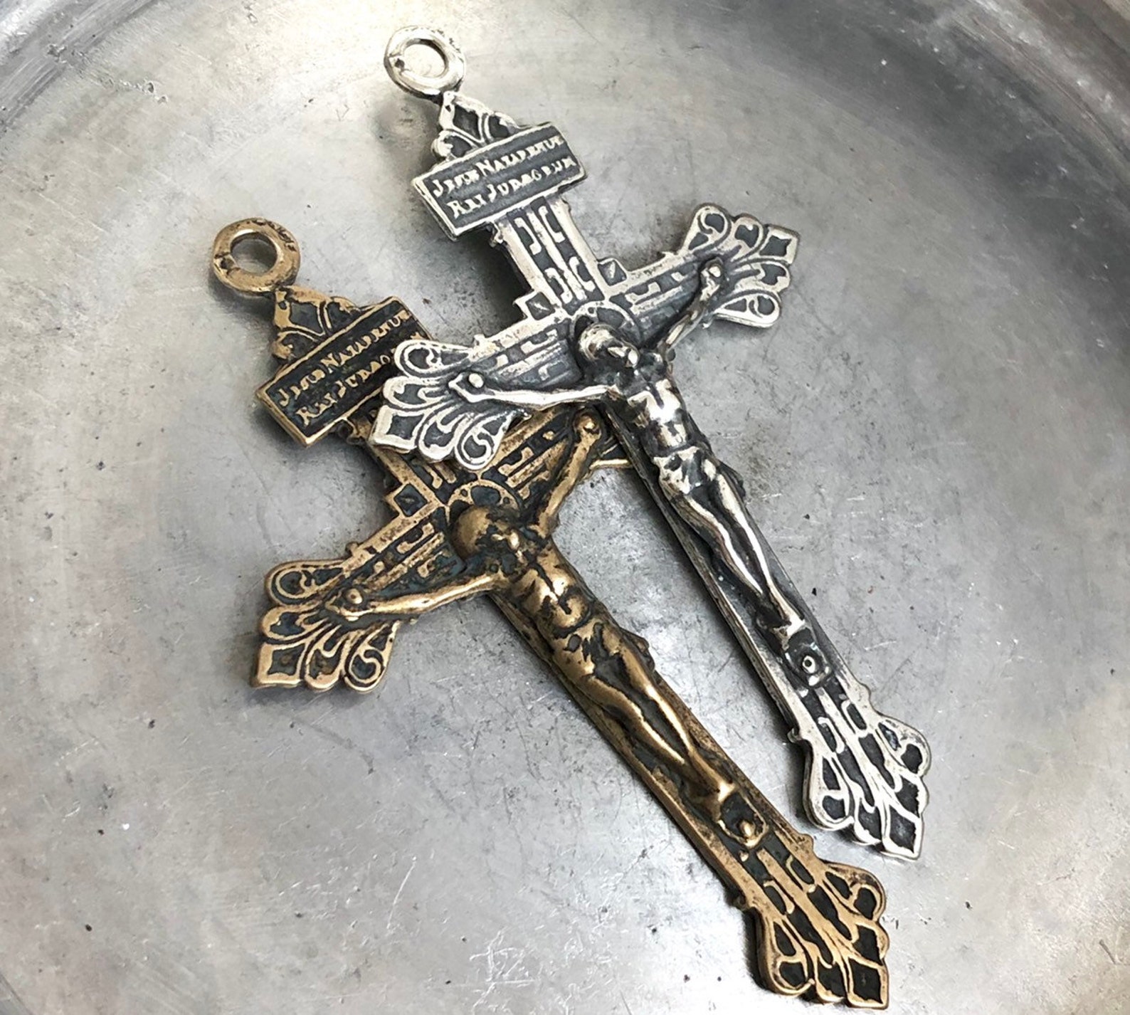 Pardon Crucifix & Miraculous Medal Shield Center Rosary Set - Etsy