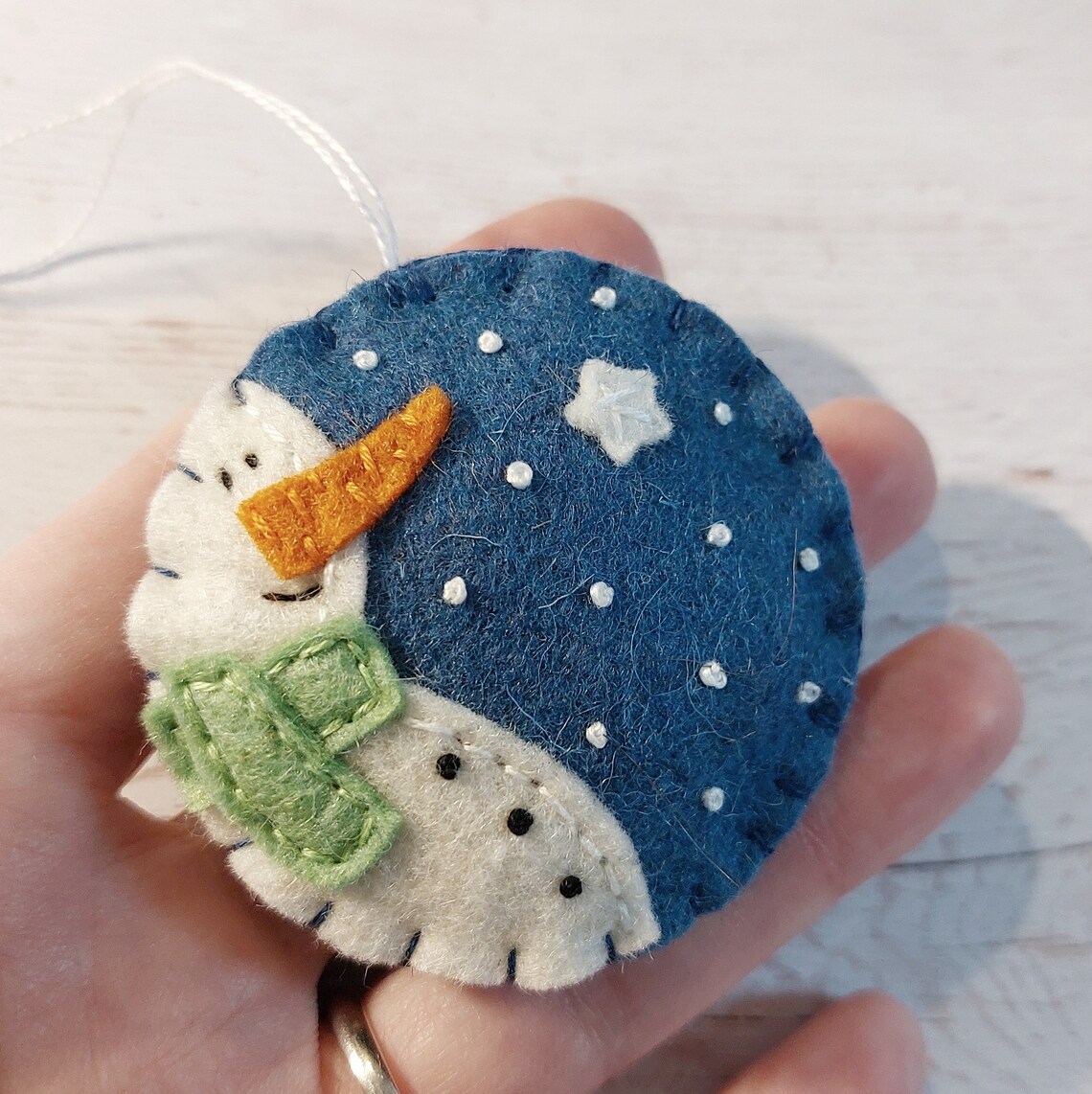 Snowmen Felt Ornament SET OF 6 Blue and White Home Decoration - Etsy