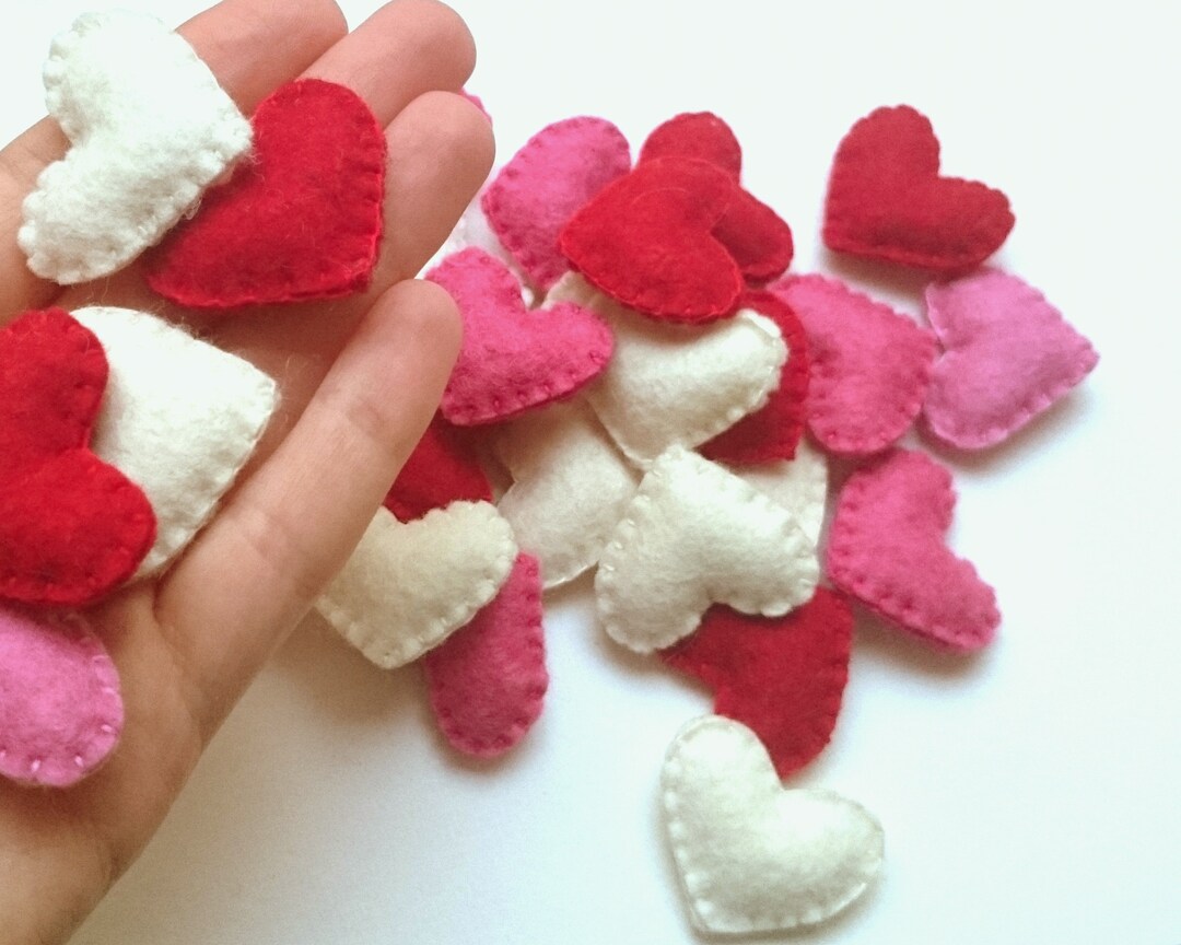 Mini Hearts, Felt Party Supplies, Tiny Felt Heart Confetti - Etsy