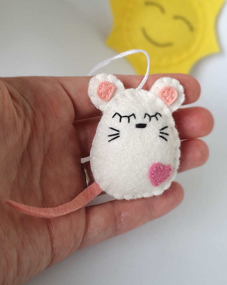 Felt Mouse Ornament White Mouse Decor Mice Decoration | Etsy